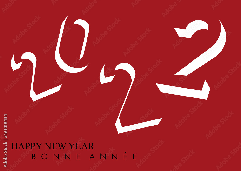 Carte de vœux 2022 sur fond bleu, avec un graphisme sobre et dynamique ...