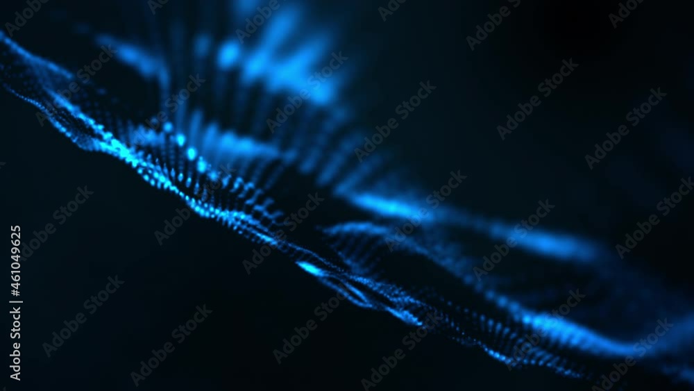 3D Animation movement of dark blue wire frame mesh wave pattern ...