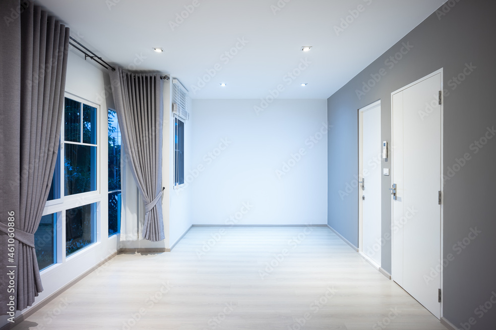 Empty room or bedroom in perspective. Interior inside house building ...