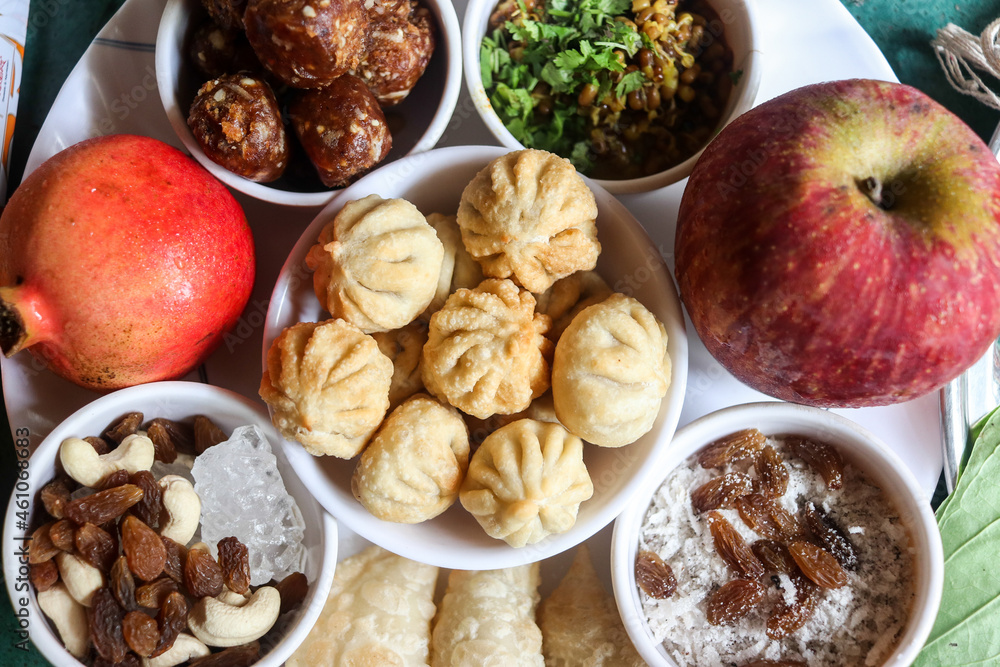 Sweet Offerning To Hindu God. Blessing. Maharashtra Culture. Indian ...