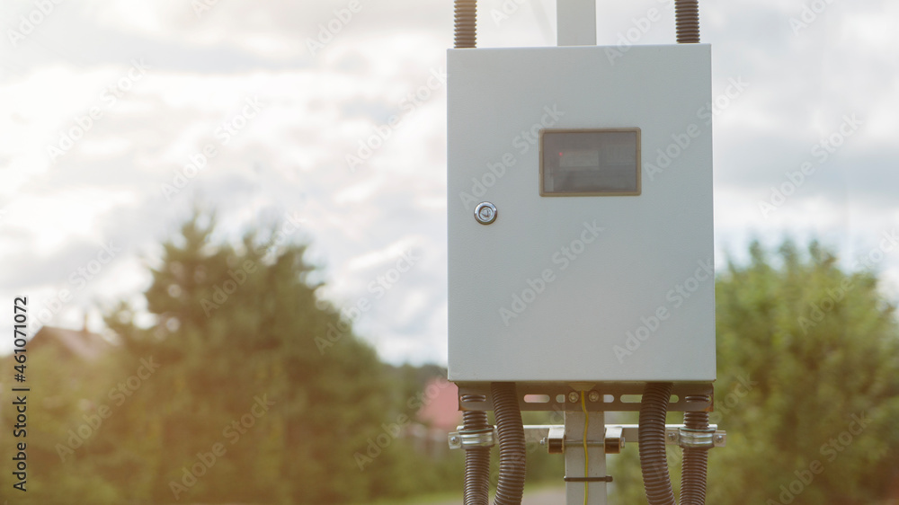 Electrical control box on a street. Outdoor Control switches and ...
