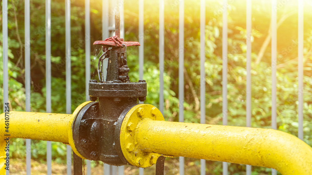 Gas industry. The locking device of the gas pipeline passing in the ...