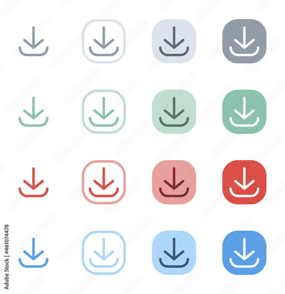 Vettoriale Stock Download Icon Set. Set of Vector Download Icons for ...