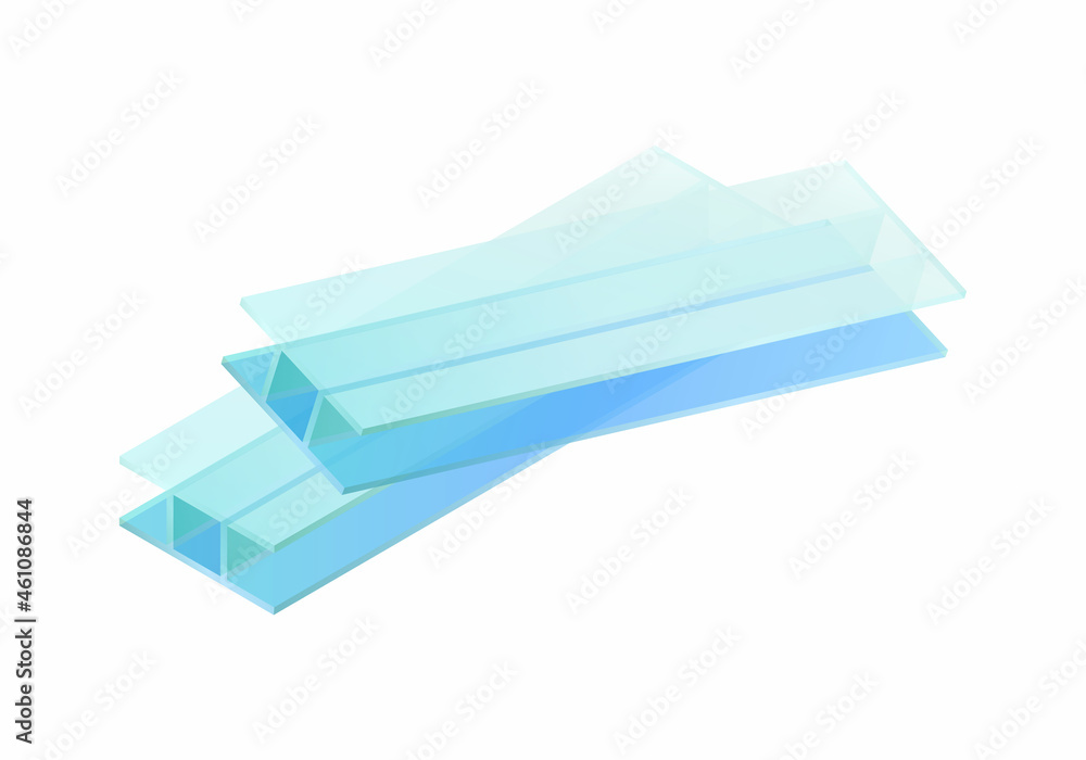 Isometric vector illustration polycarbonate plastic sheet panel ...