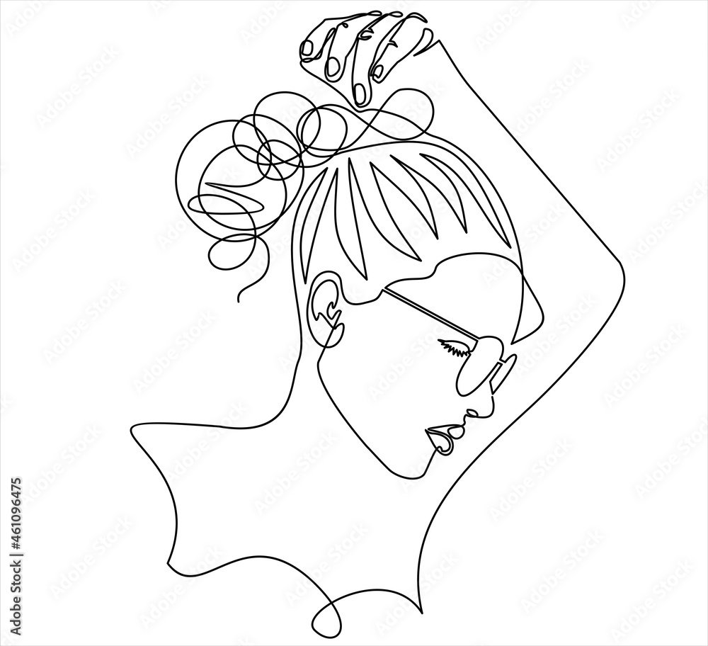 Woman Face Continuous Line Drawing Abstract Minimal Woman Portrait