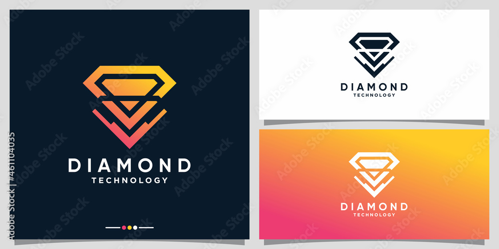 Diamond technology logo design inspiration with modern concept Premium ...