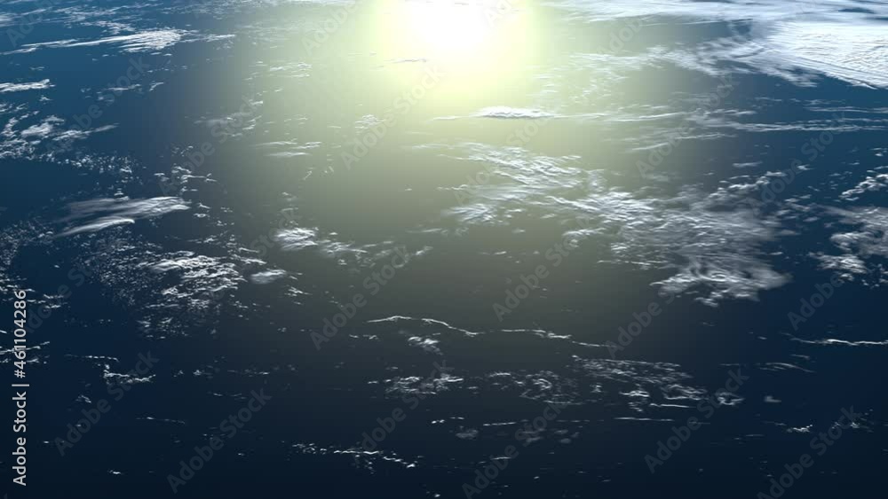 Earth from space. The earth rotates to the left. Flight over the ocean ...