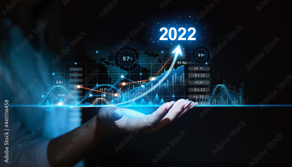 Fotka „Hand holding increase arrow graph corporate future growth in ...