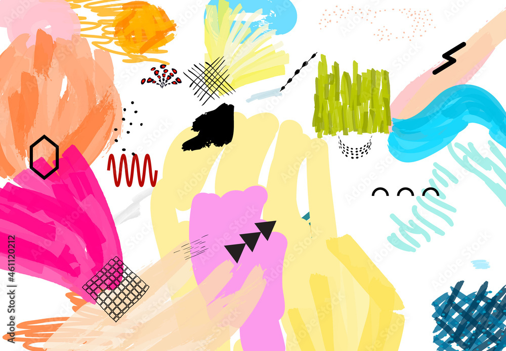 Set of Artistic Hand Drawn Scribbles with Marker and Ink Stock Template ...