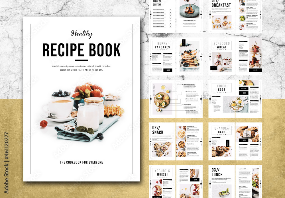 Cookbook Layout Stock Template | Adobe Stock