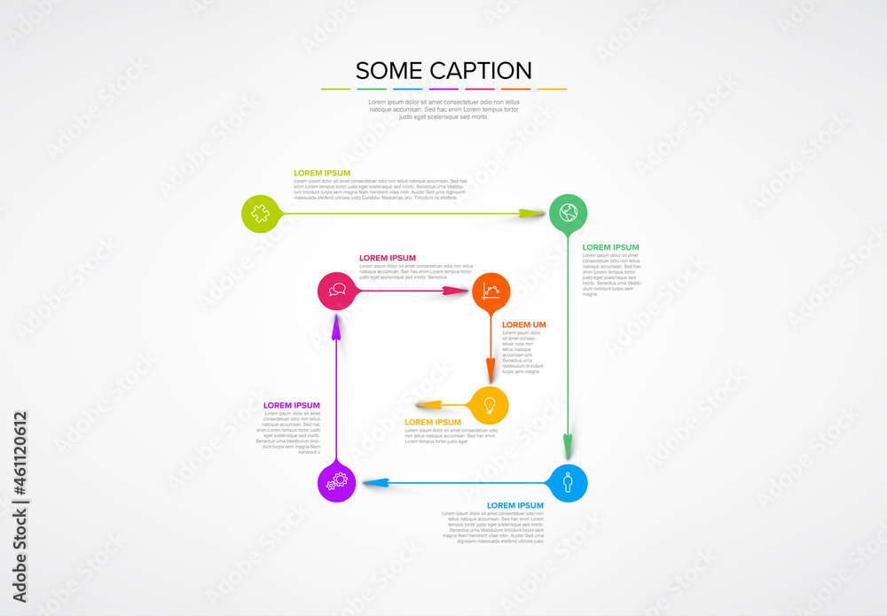 Square Cycle Infographic Schema Diagram Layout Stock Template | Adobe Stock