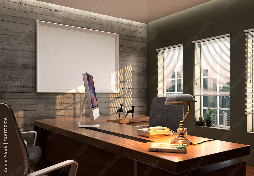 Wall Frame Modern Office Mockup Stock Template | Adobe Stock