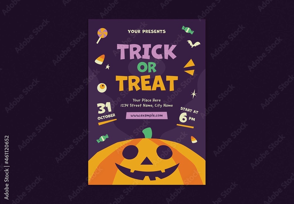 Trick or Treat Flyer Stock Template | Adobe Stock