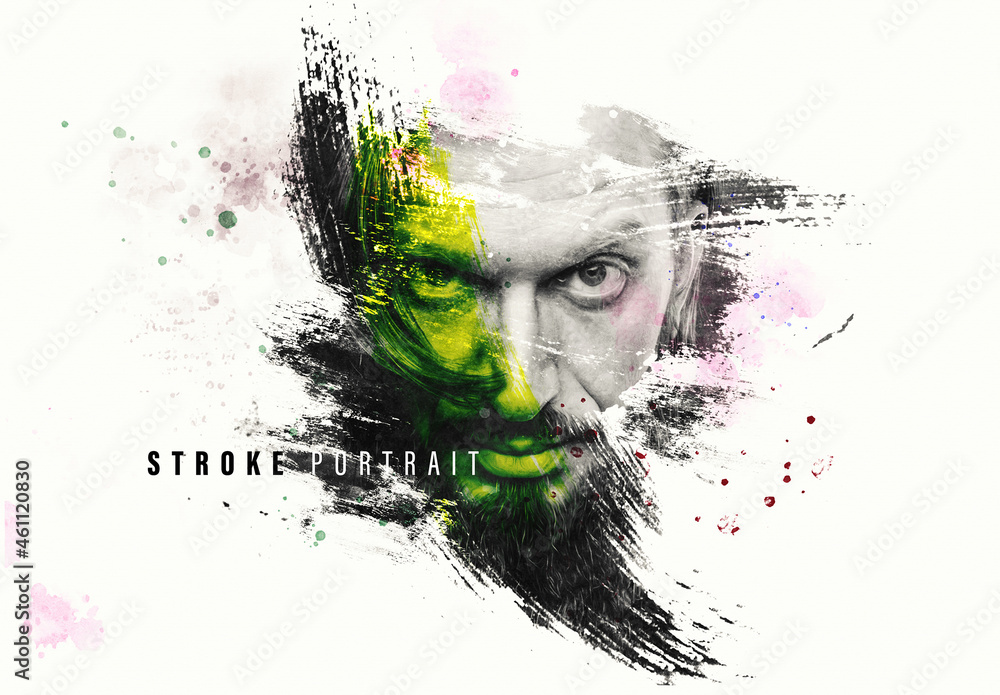 Grunge Paint Stroke Portrait Stock Template | Adobe Stock