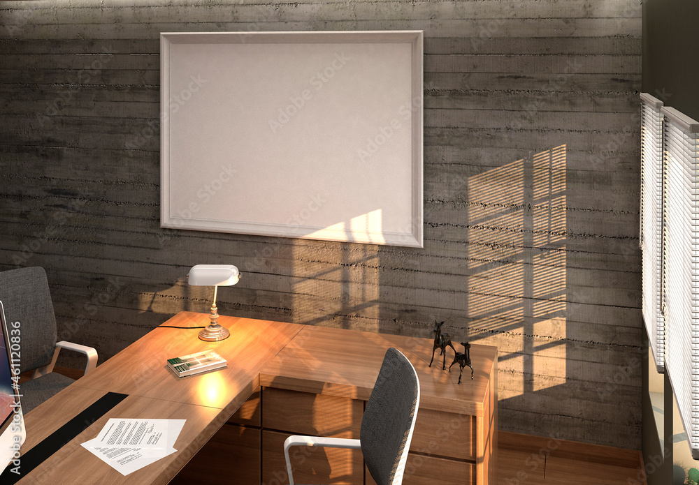 Wall Frame Modern Office Mockup Stock Template | Adobe Stock