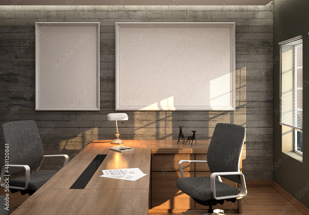 Wall Frame Modern Office Mockup Stock Template | Adobe Stock