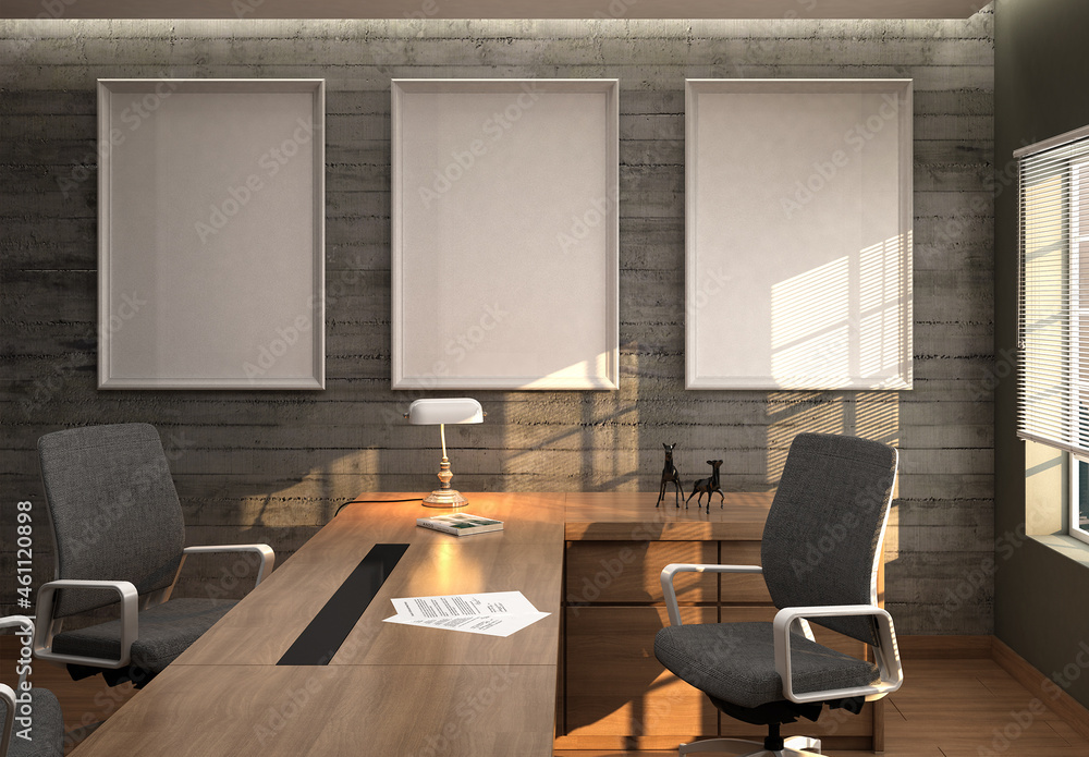 Wall Frame Modern Office Mockup Stock Template | Adobe Stock