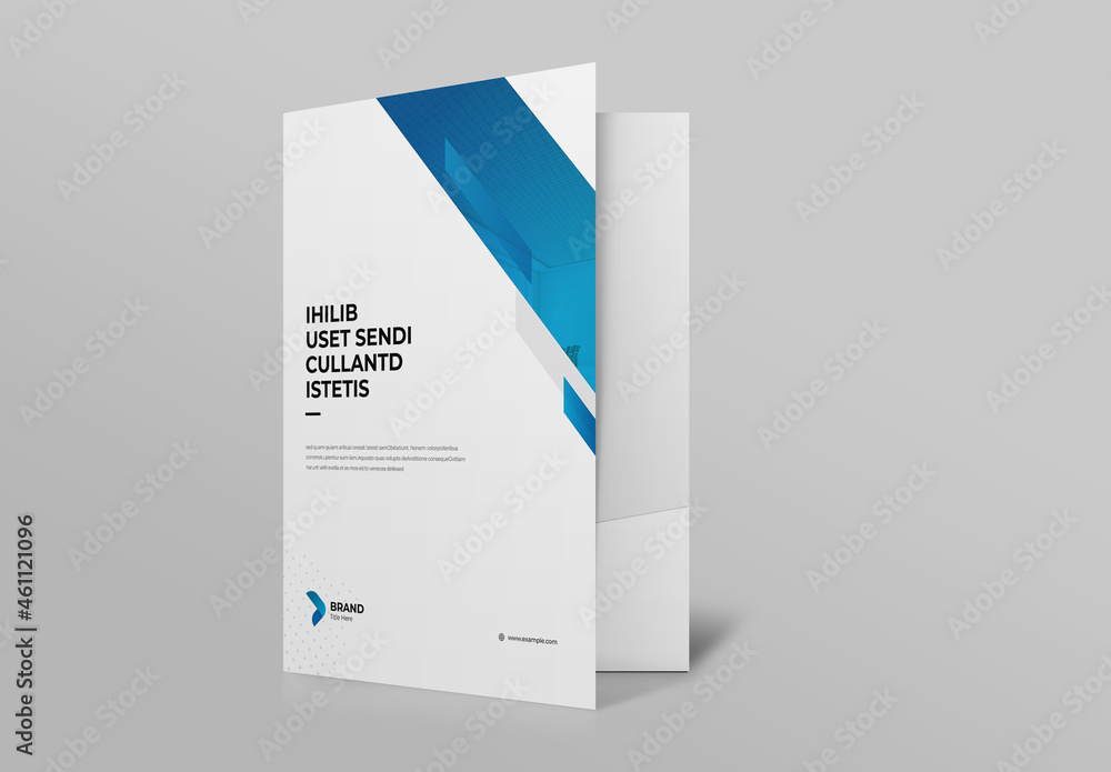 Business Presentation Folder with Blue Accents Stock Template | Adobe Stock