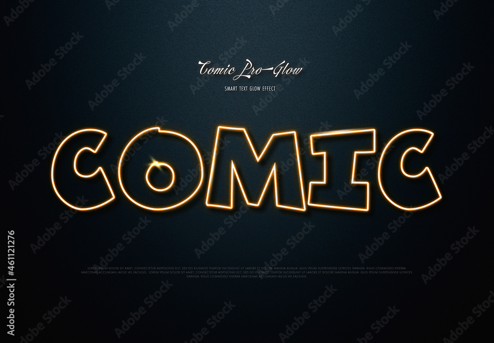 Comic Glow Neon Text Effect Stock Template | Adobe Stock