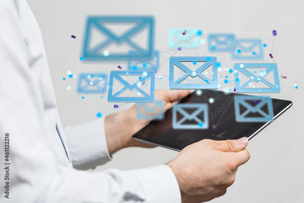flying email icon and web flying Stock Photo | Adobe Stock