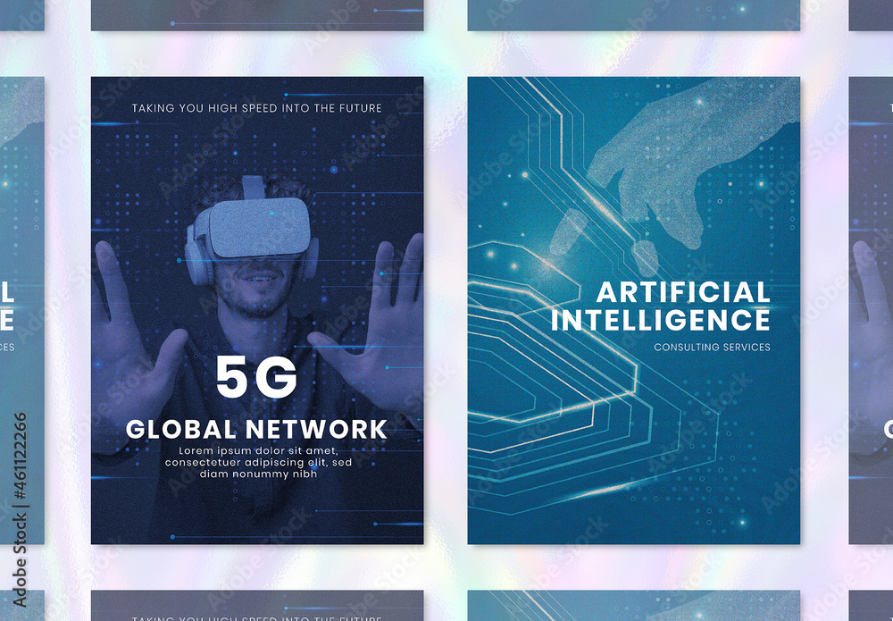 Printable Technology Business Poster Layout Stock Template | Adobe Stock