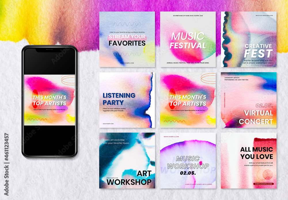 Chromatography Colorful Music Layout Set Stock Template | Adobe Stock