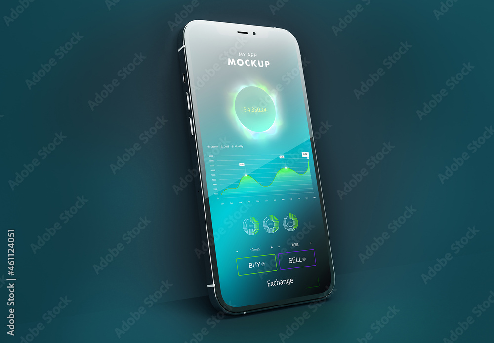 iphone 12 Pro Left Side View on a Background Blurred Green Wall Stock ...