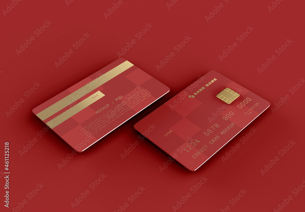Front and Back View of Credit Card Stock Template | Adobe Stock