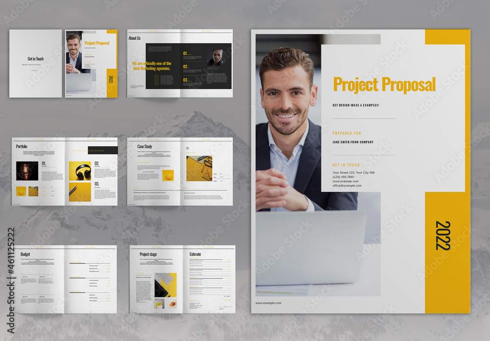 Yellow Project Proposal Layout Stock Template | Adobe Stock