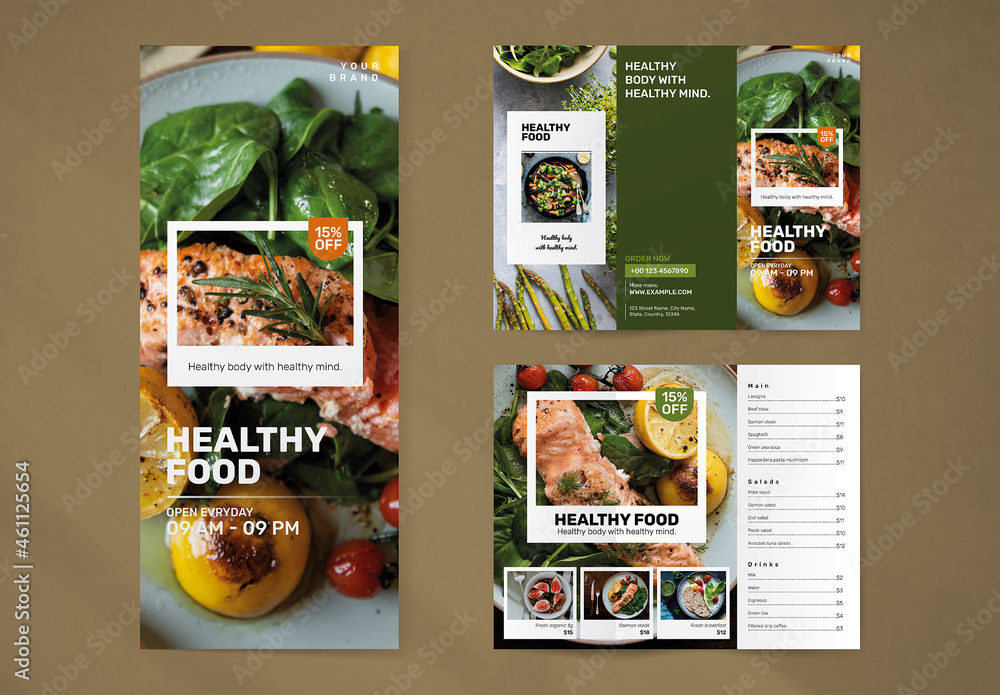 Healthy Food Brochure Layout Stock Template | Adobe Stock