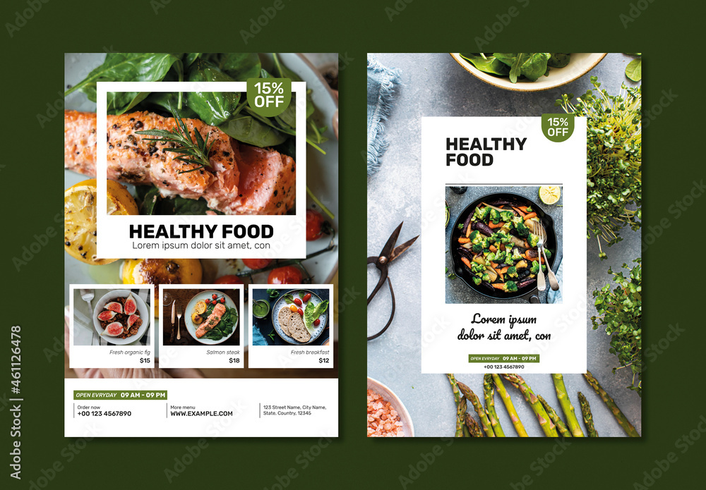 Healthy Restaurant Promotion Poster Layout Stock Template | Adobe Stock