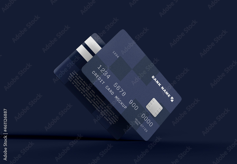 Front and Back View of Plastic Credit Card Mockup Stock Template ...
