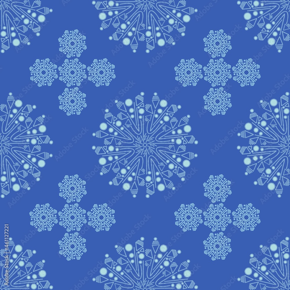 Seamless geometry floral pattern. Simple background light blue elements ...