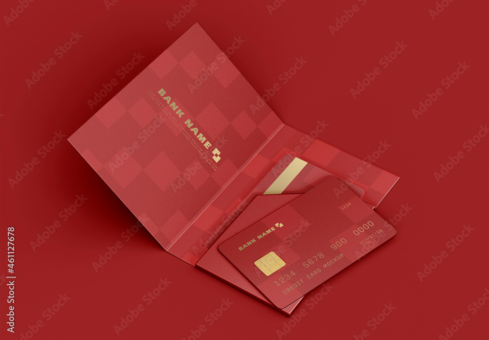 Two Credit Card in Folder Mockup Stock Template | Adobe Stock