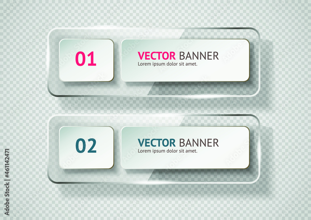 Reflecting glass banner. Gloss reflection 3d panel or clear text box ...