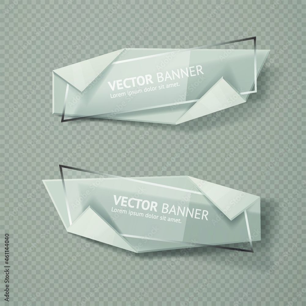 Reflecting glass banner. Gloss reflection 3d panel or clear text box ...