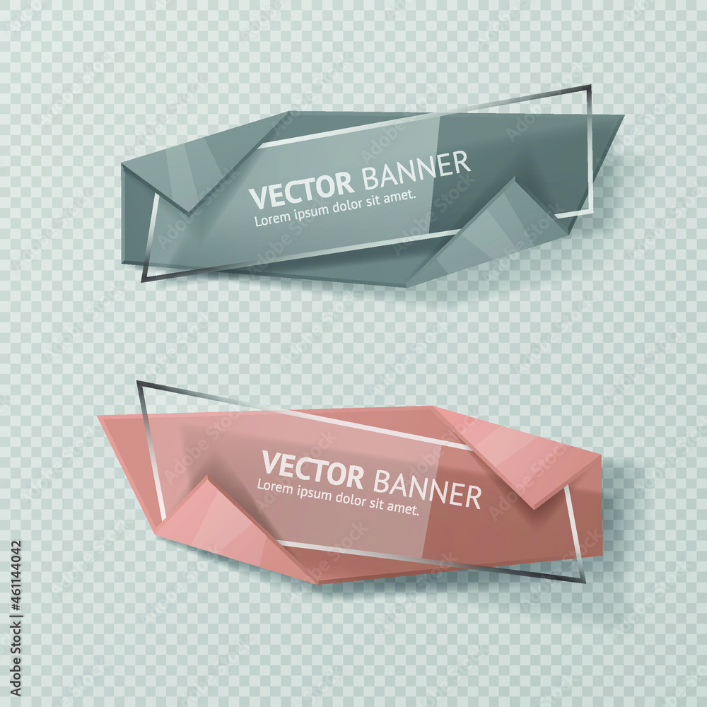 Reflecting glass banner. Gloss reflection 3d panel or clear text box ...
