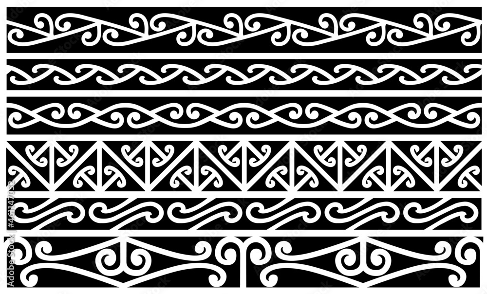 Maori decorative line ornaments, seamless pattern, New-Zealand. Stock ...