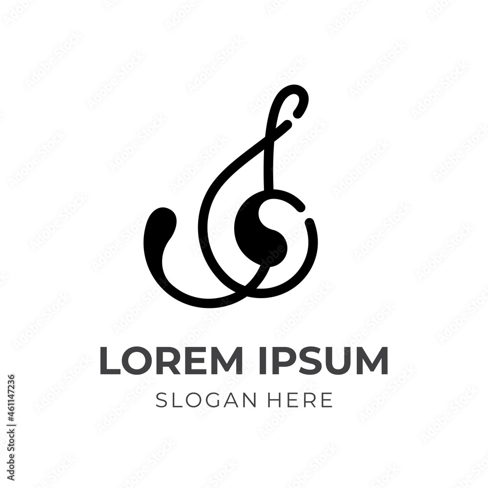 music melody logo vector with flat black color style Stock Vector ...