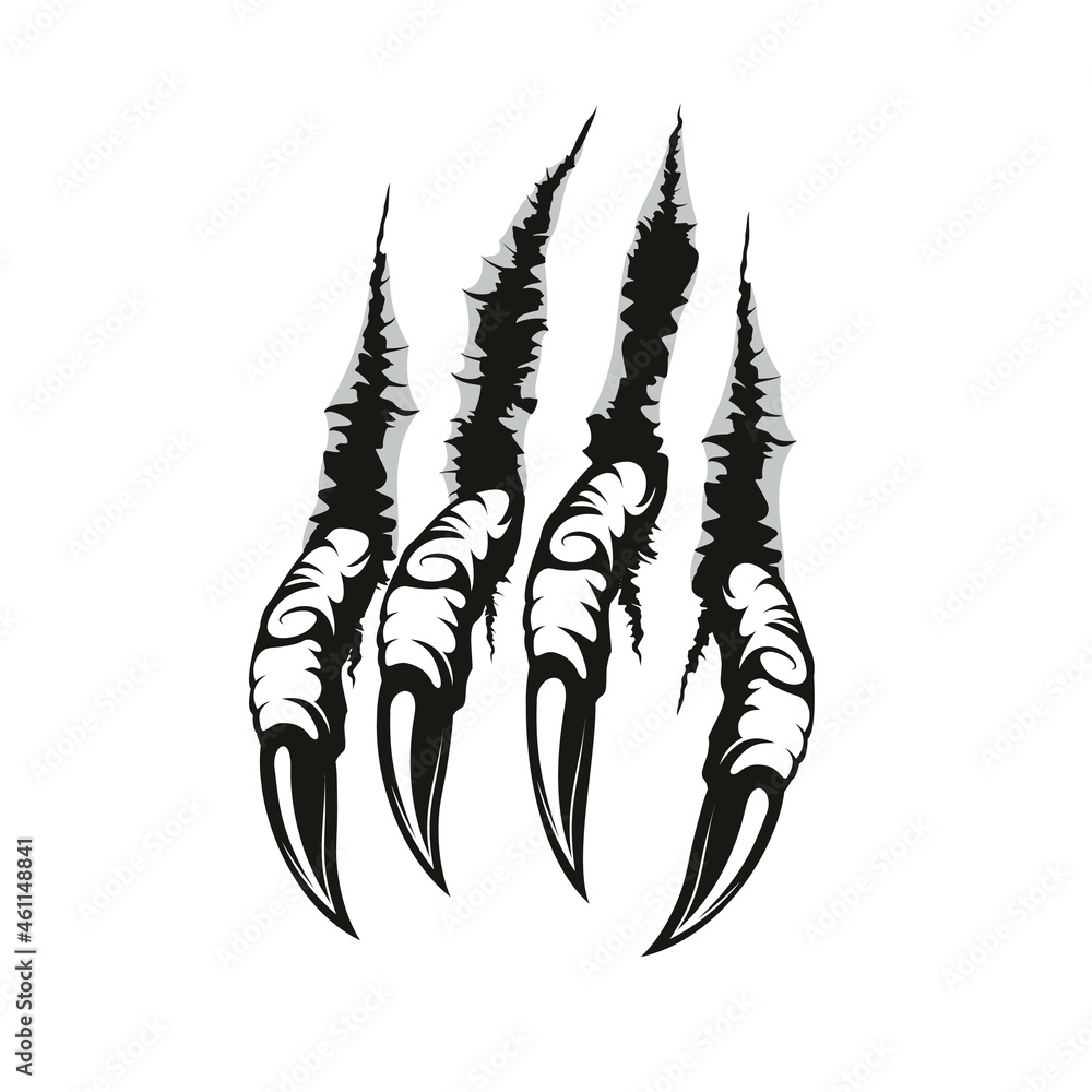 Dragon claw marks and scratches, vector paw of scary monster animal ...