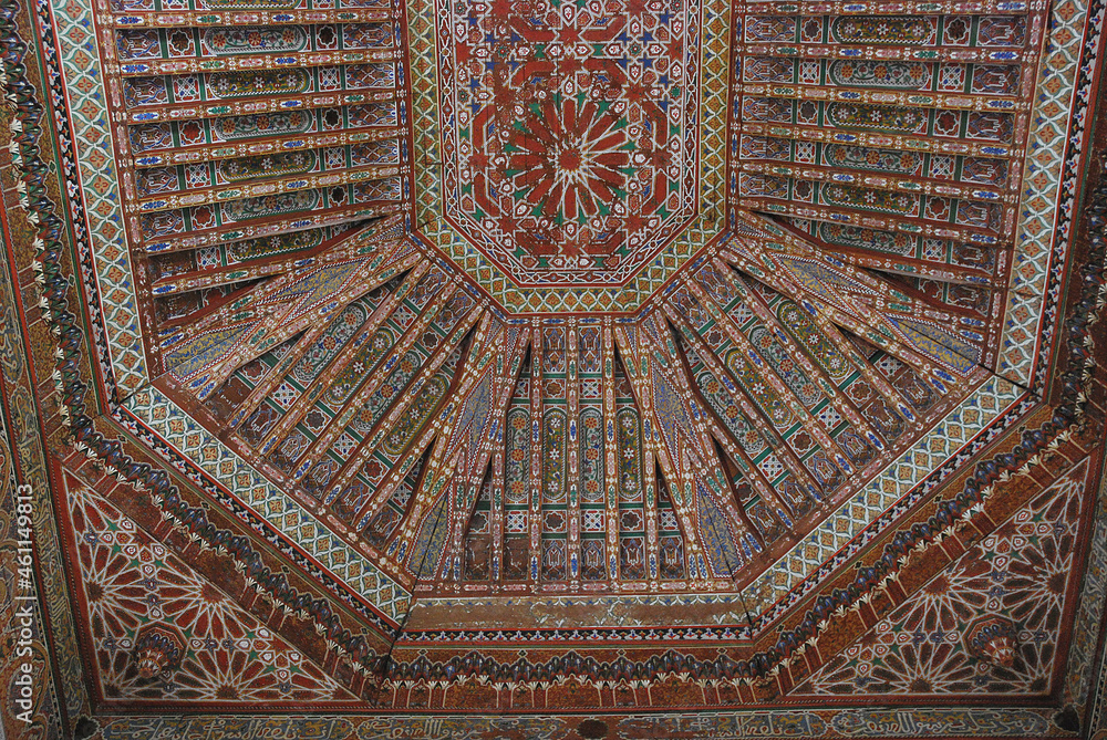 Artistic and traditional ceiling design in Morocco Stock Photo | Adobe ...
