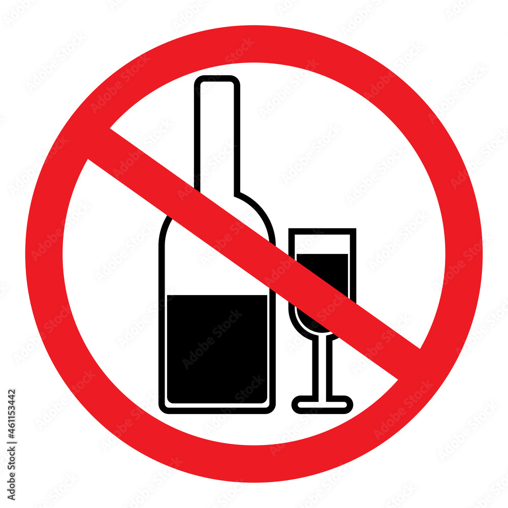 No alcohol sign. Warning icon. Health care background. Isolated ...