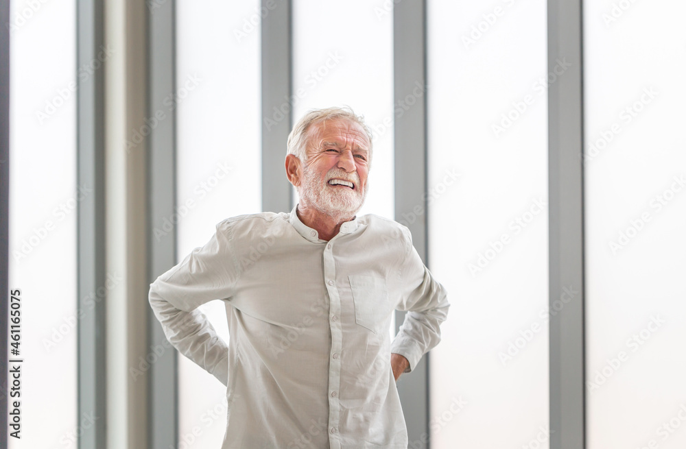 Senior man with back pain, Mature man suffering from low back pain, Old ...