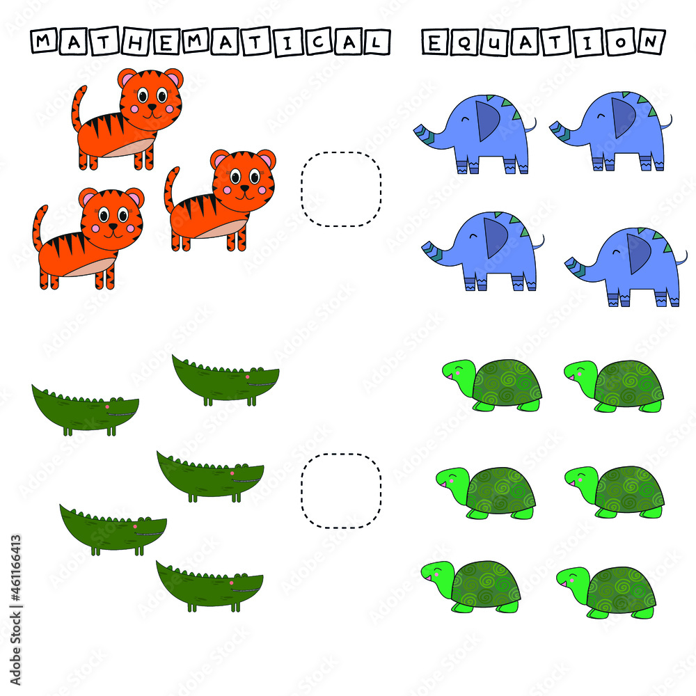 Developing activities for children, compare which more turtles ...