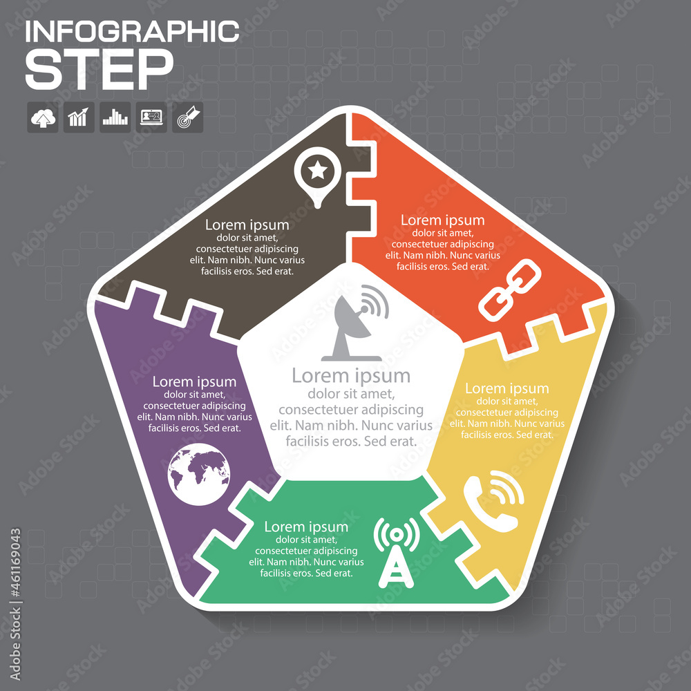 Vector circle pentagon infographic. Template for diagram, graph ...