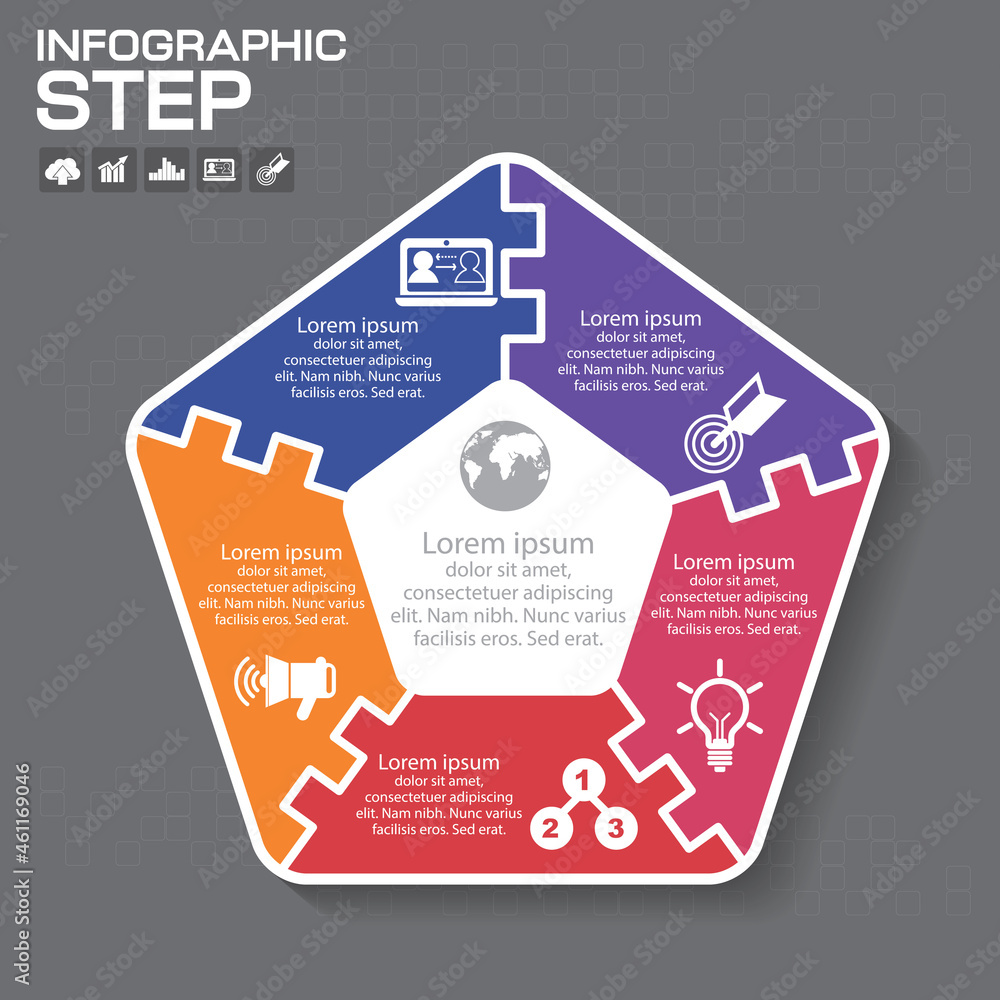 Vector circle pentagon infographic. Template for diagram, graph ...