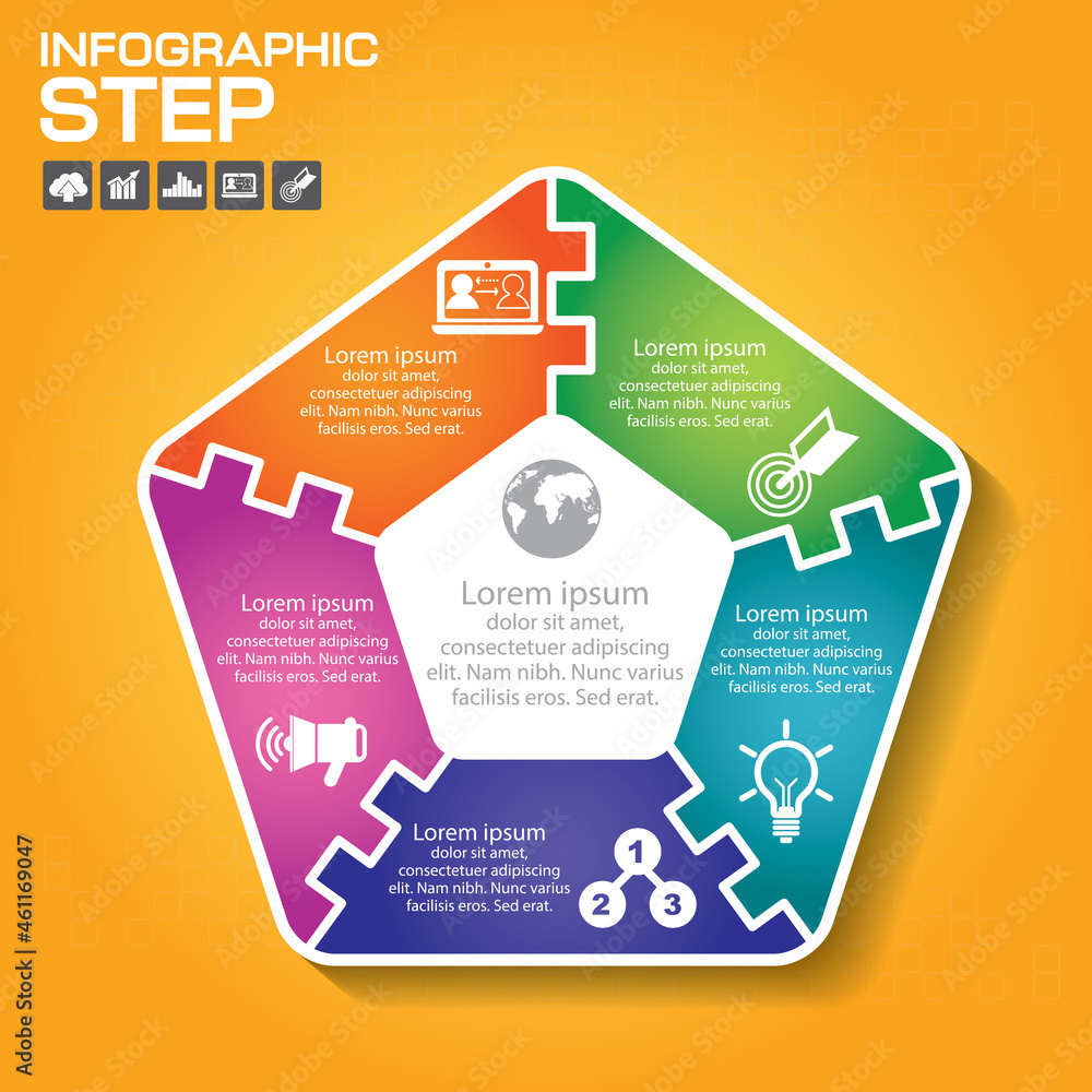 Vector circle pentagon infographic. Template for diagram, graph ...