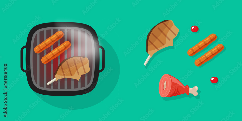 Barbecue grill vector with bbq food meal meat isolated, barbeque icon ...