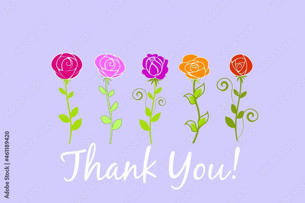 Thank you roses card invitation special day congratulation colorful ...