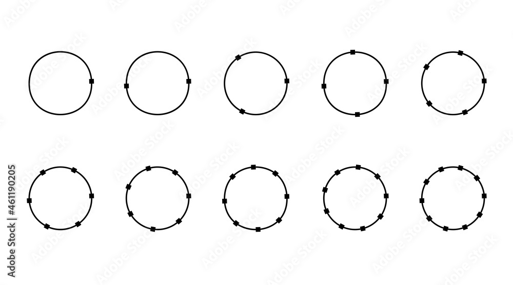 Circle chart section segments set vector diagram segments pie template ...
